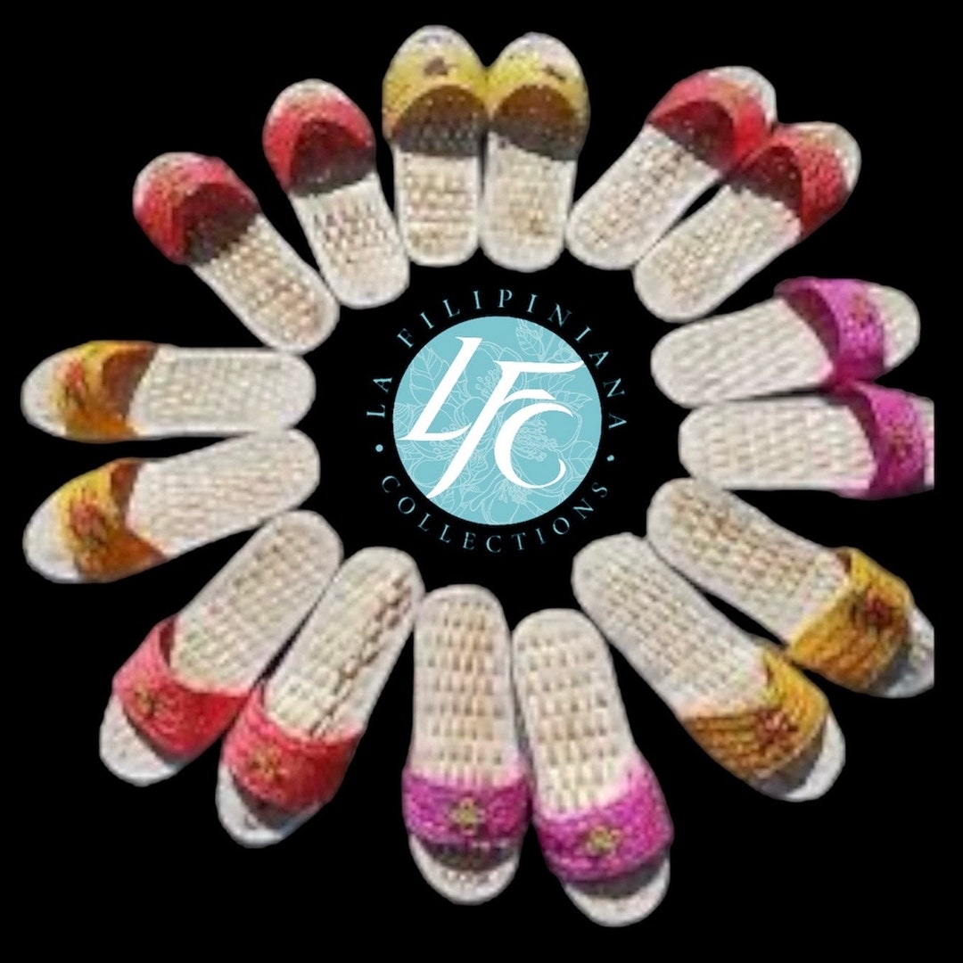 Filipiniana Abaca Slippers - Designs Vary (choose From Pink, Purple ...
