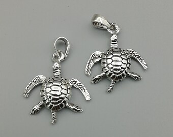 4 Sterling Silver Turtle Charms, 925 Silver Turtle Charms, Sea Charm ...