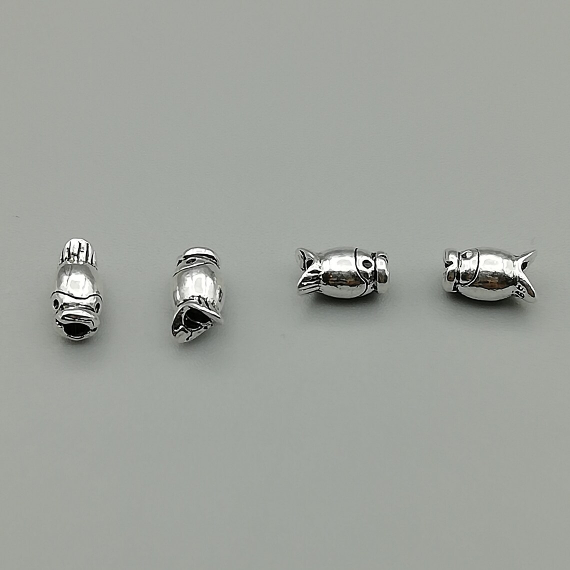 7 Sterling Silver Fish Beads 925 Sterling Silver Beads | Etsy