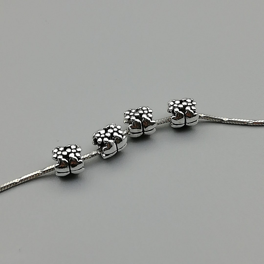 6 Sterling Silver Flower Heart Beads 925 Sterling Silver - Etsy