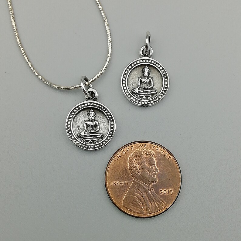 1 Sterling Silver Meditating Buddha Coin Pendant 925 - Etsy