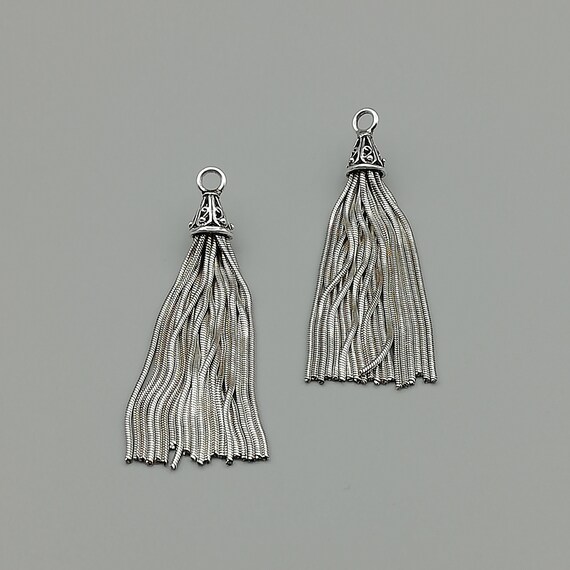 1 Sterling Silver Tassel Pendant Sterling Silver Chain - Etsy
