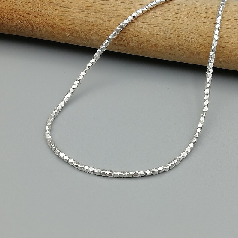 1 Strand of Sterling Silver Geometric Hammered Beads Silver | Etsy