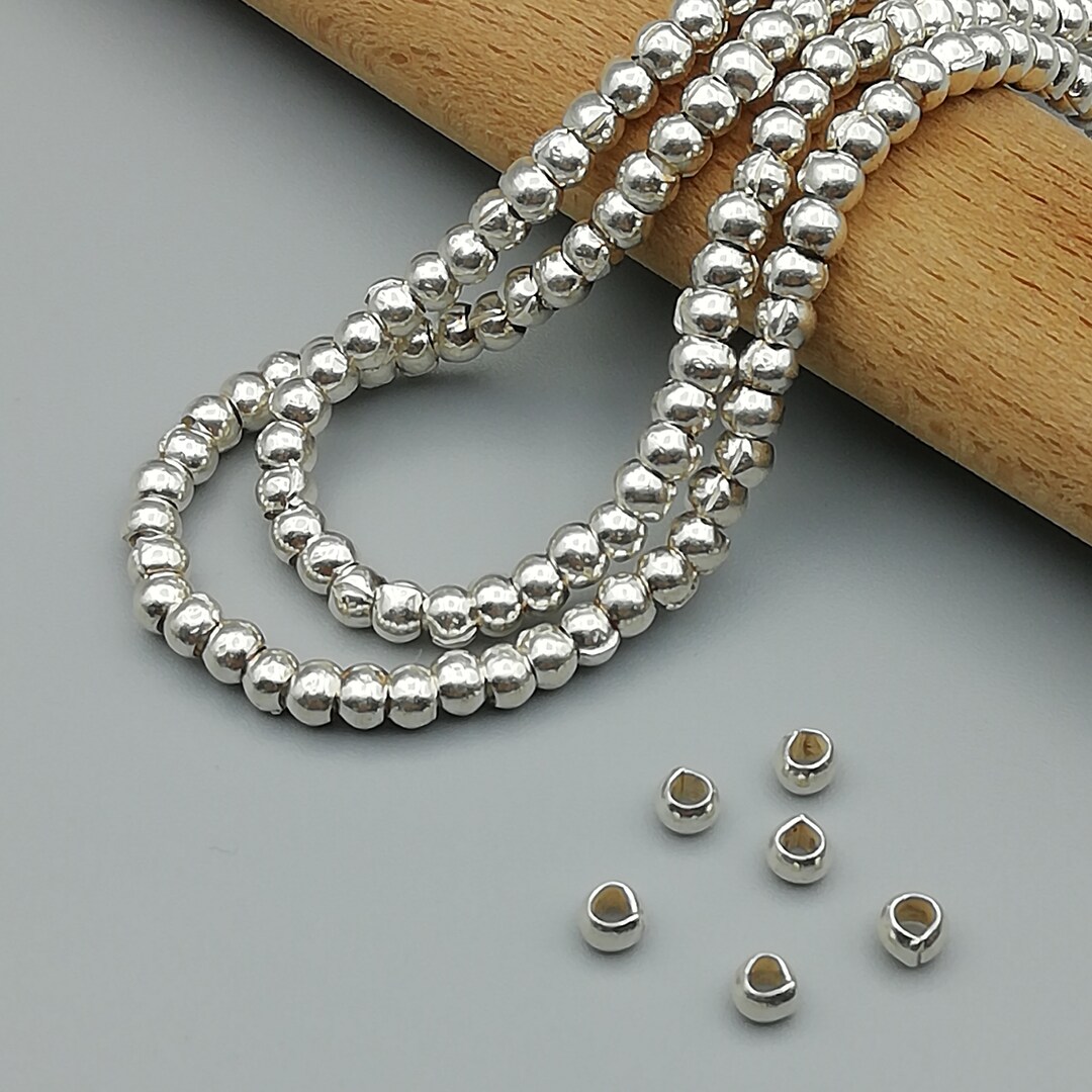 20 Sterling Silver Plain Hammered Donut Beads 97% Sterling - Etsy