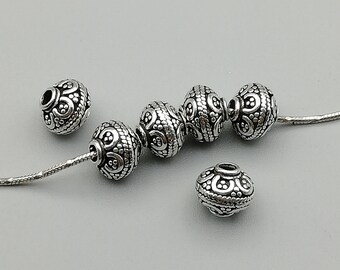 10 Sterling Silver Rose Flower Beads 2-sided, 925 Sterling Silver Rose ...
