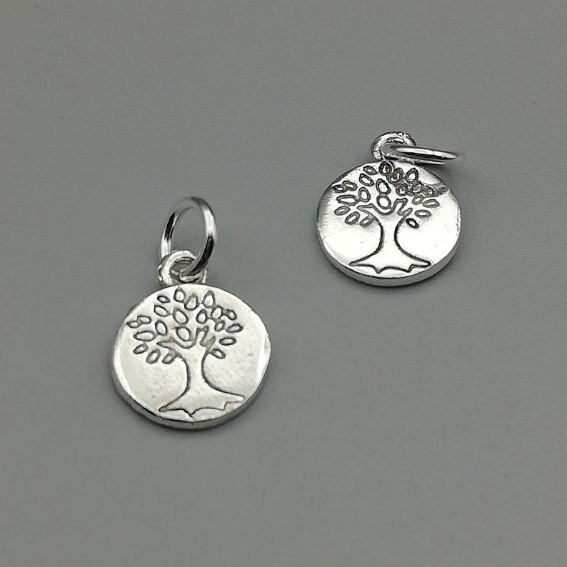 2 Sterling Silver Engraved Tree Charms 925 Sterling Silver | Etsy