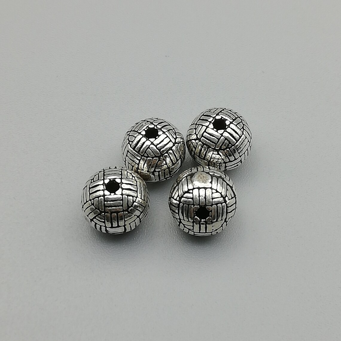 2 Sterling Silver Geometric Beads 925 Sterling Silver Beads | Etsy