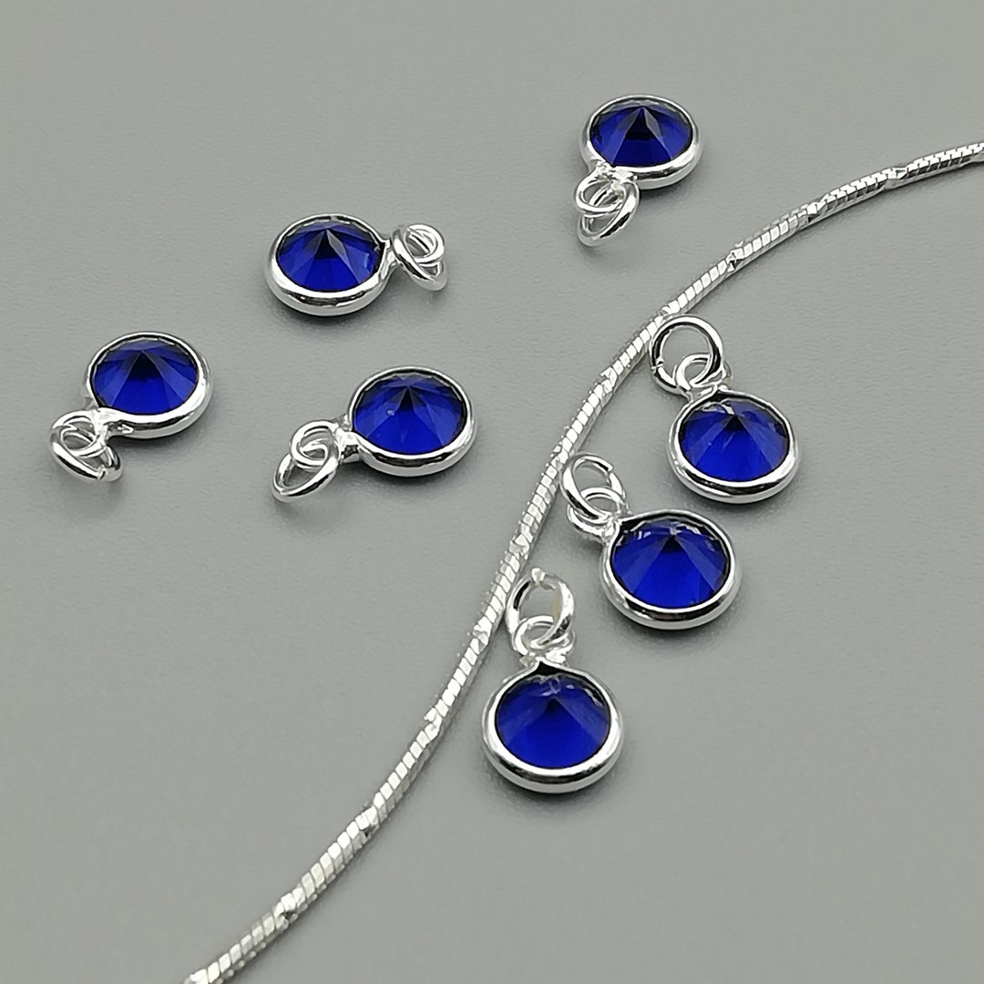 5 Sterling Silver Blue Gemstone Charms 925 Sterling Silver - Etsy
