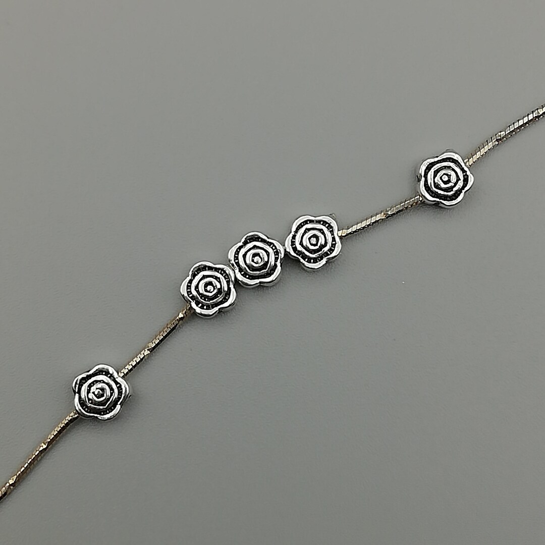 8 Sterling Silver Flower Beads 925 Sterling Silver Beads - Etsy
