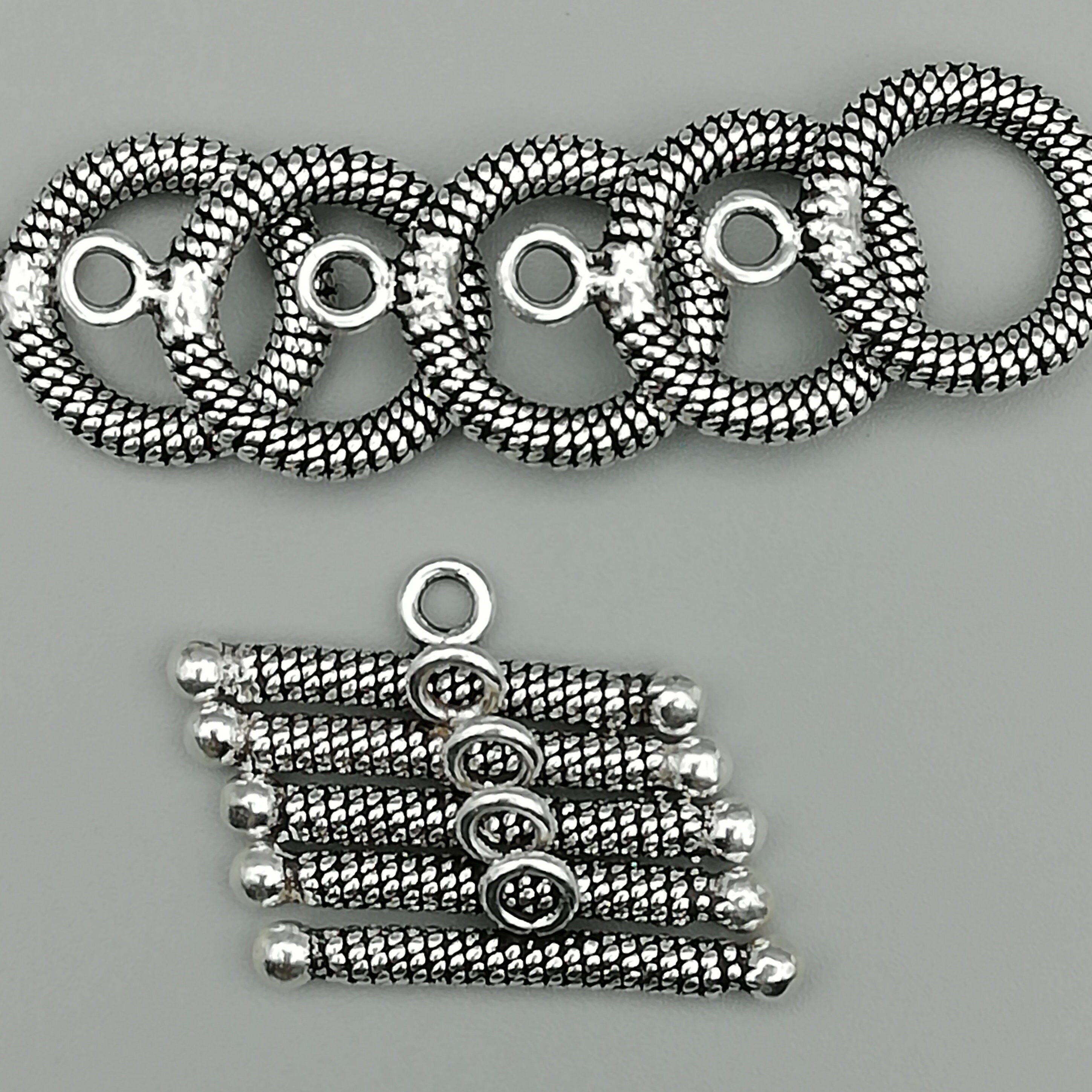 1 Sterling Silver 15mm Textured Rope Toggle Clasp Set 925 - Etsy
