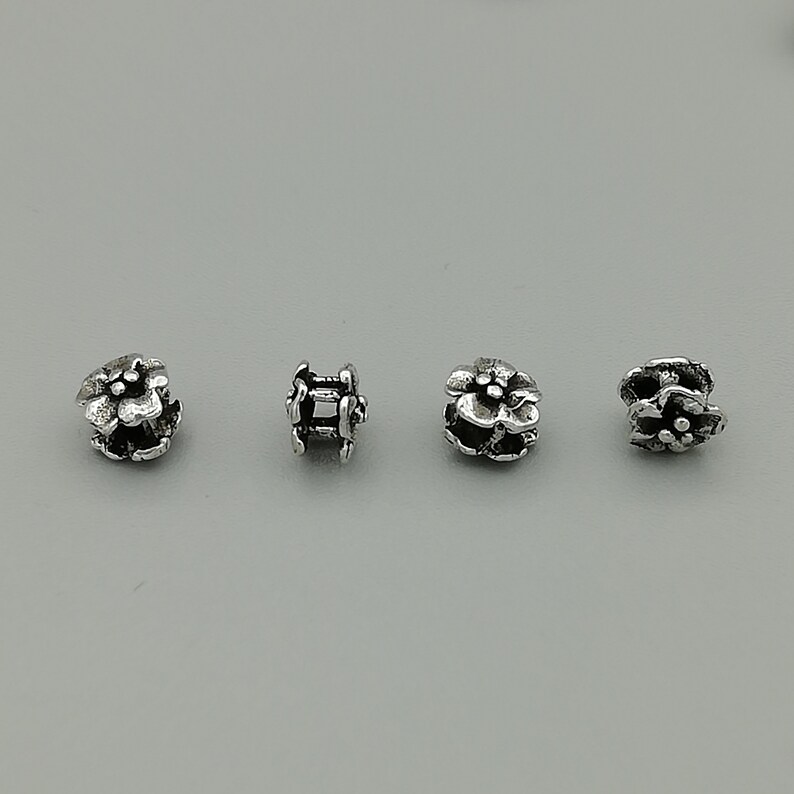 5 Sterling Silver Flower Beads 925 Sterling Silver Beads - Etsy