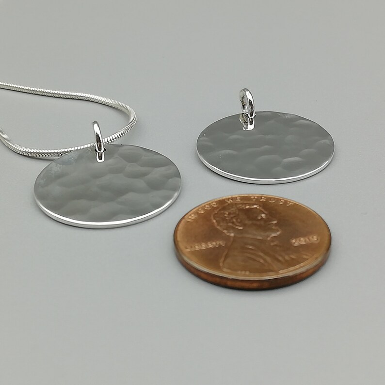 1 Sterling Silver Hammered Disk Pendant 925 Sterling Silver - Etsy