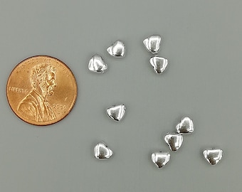 10 Sterling Silver Shiny Love Heart Beads, Small Heart Beads, 925 ...