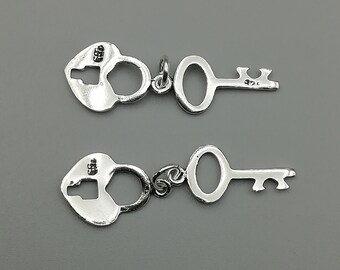 5 Sterling Silver Small Key Charm Sterling Key Charm Key - Etsy