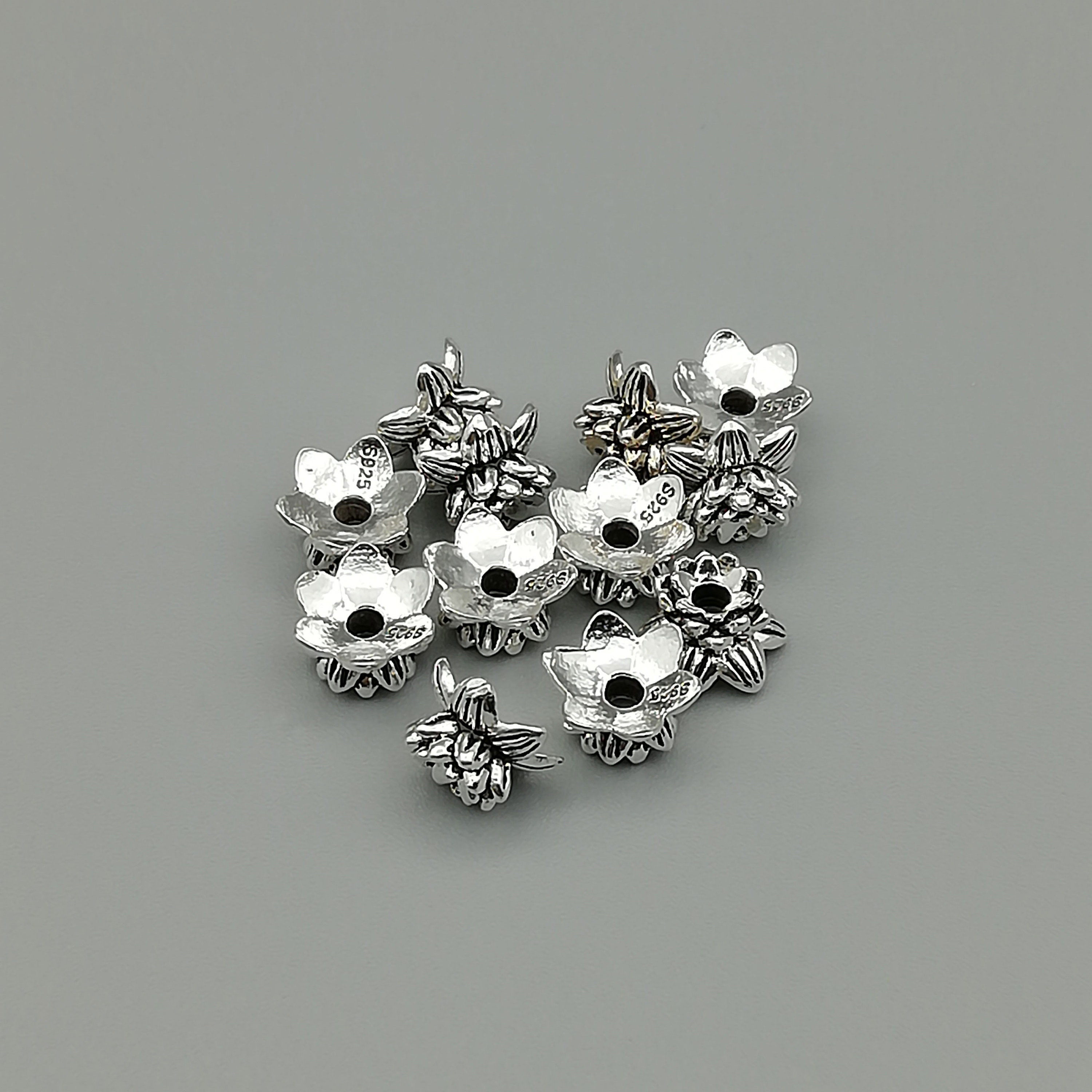 4 Sterling Silver Flower Bead Caps 925 Sterling Silver Beads - Etsy