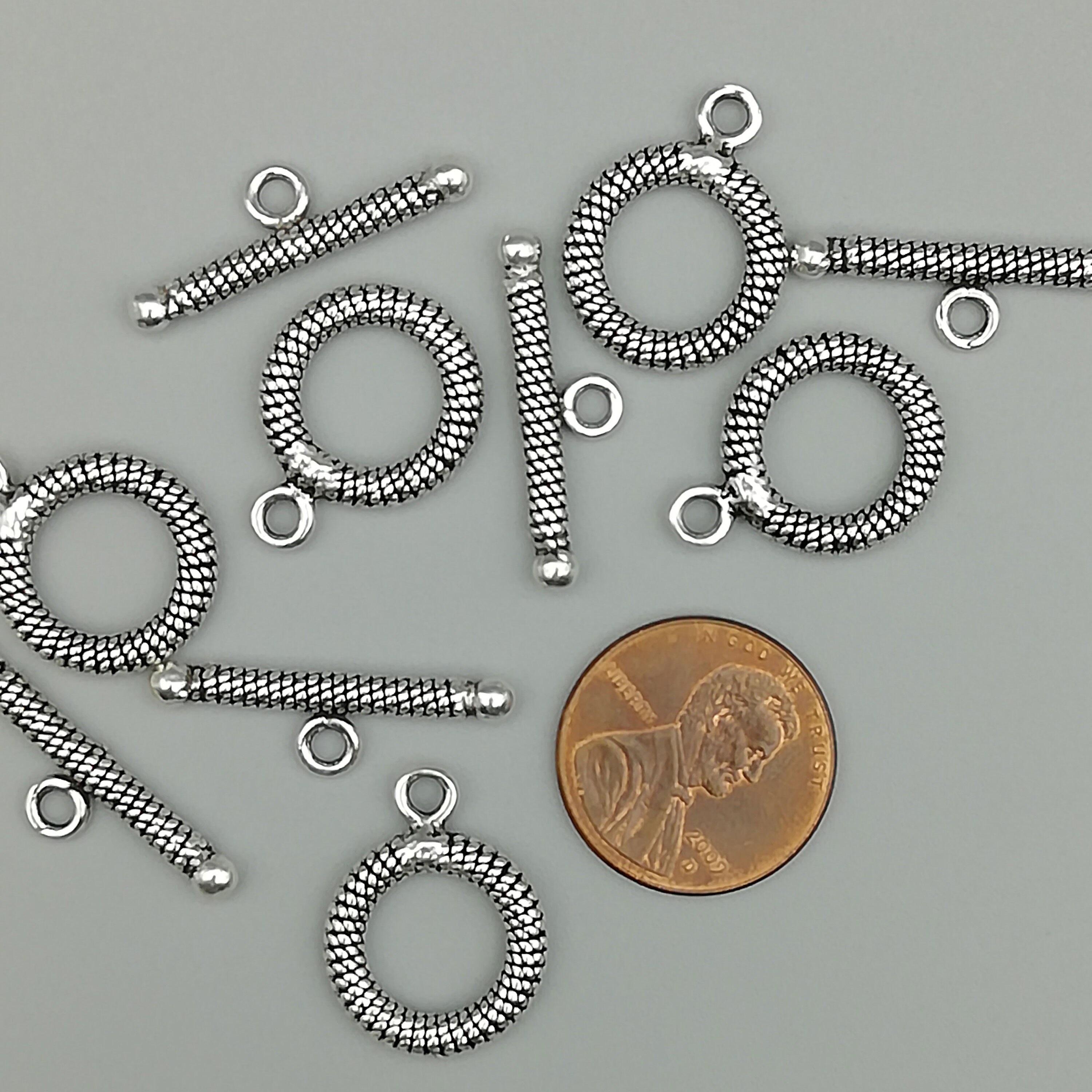 1 Sterling Silver 15mm Textured Rope Toggle Clasp Set 925 | Etsy