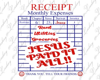 Jesus Paid It All - Paid in Full Stamp Receipt. PNG,SVG,PDF Prayer ...