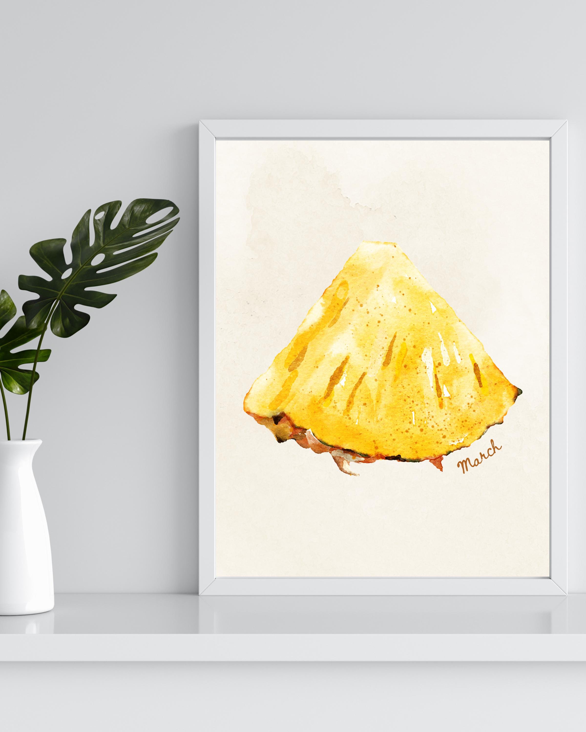 March Birth Month Fruit Flowers Pineapple, New Mom Gift, New Grandma ...