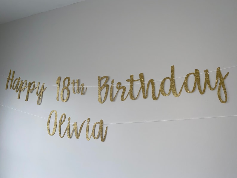Personalized Glitter 18th Birthday Banner, Custom Name - Etsy