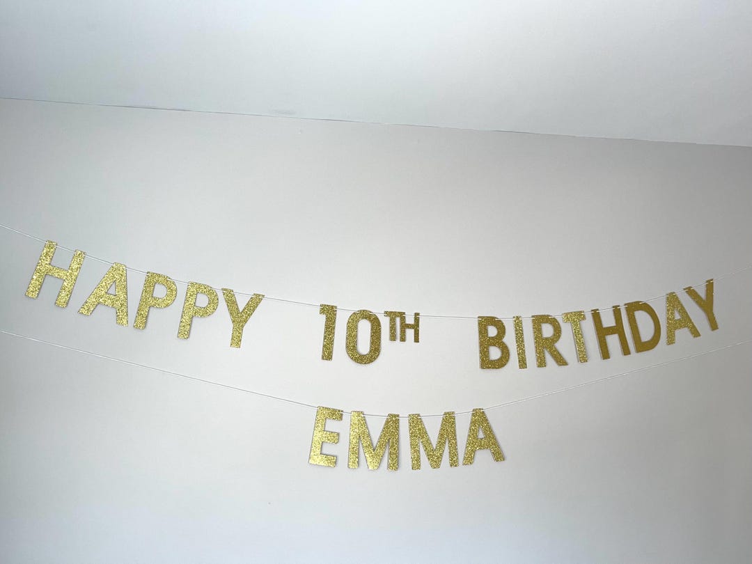 Personalized Happy 10th Birthday Banner, Happy Birthday Custom Name ...