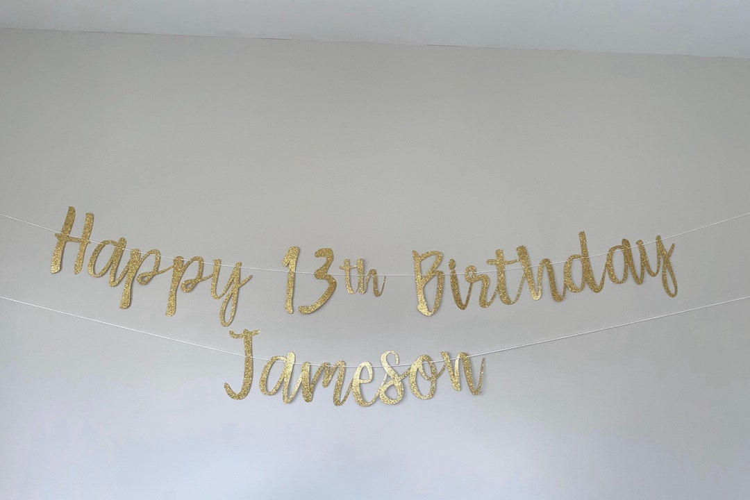 Happy 13th Birthday Banner, Personalized Happy 13th Birthday Custom ...