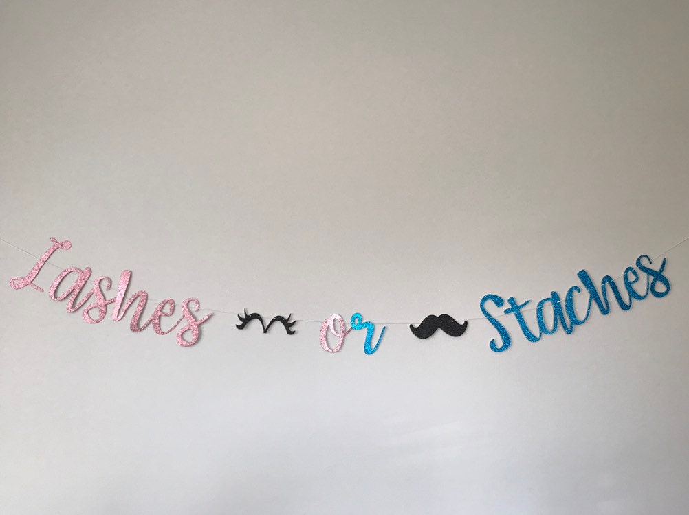 Lashes or Staches Banner Gender Reveal Party Baby Shower | Etsy