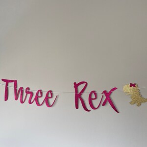 Three Rex Banner, Girl Three Rex 3rd Birthday Banner, Girl Dinosaur ...