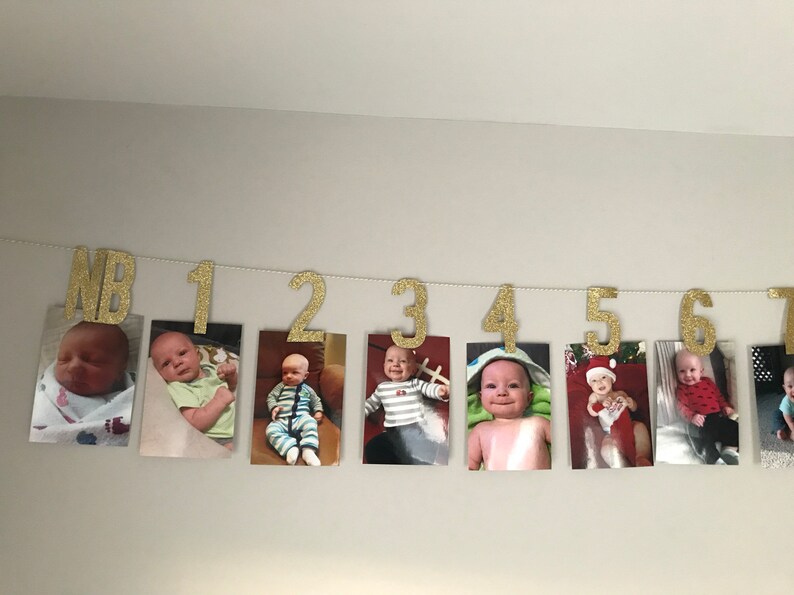 Glitter 1st Birthday Photo Banner, Milestone Party Decoration - Etsy