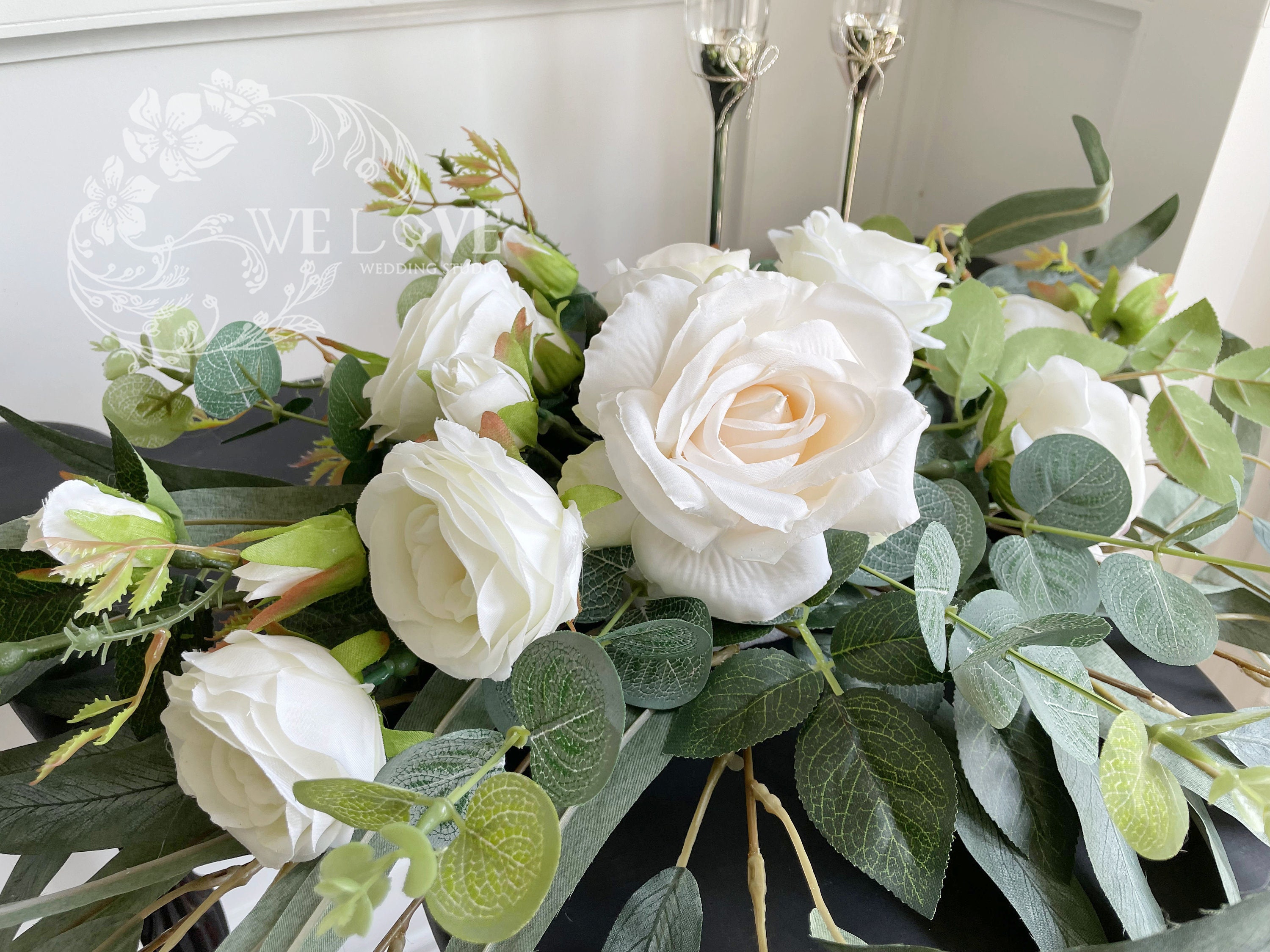 White Rose Greenery Wedding Archway Flower Aisle Flower - Etsy