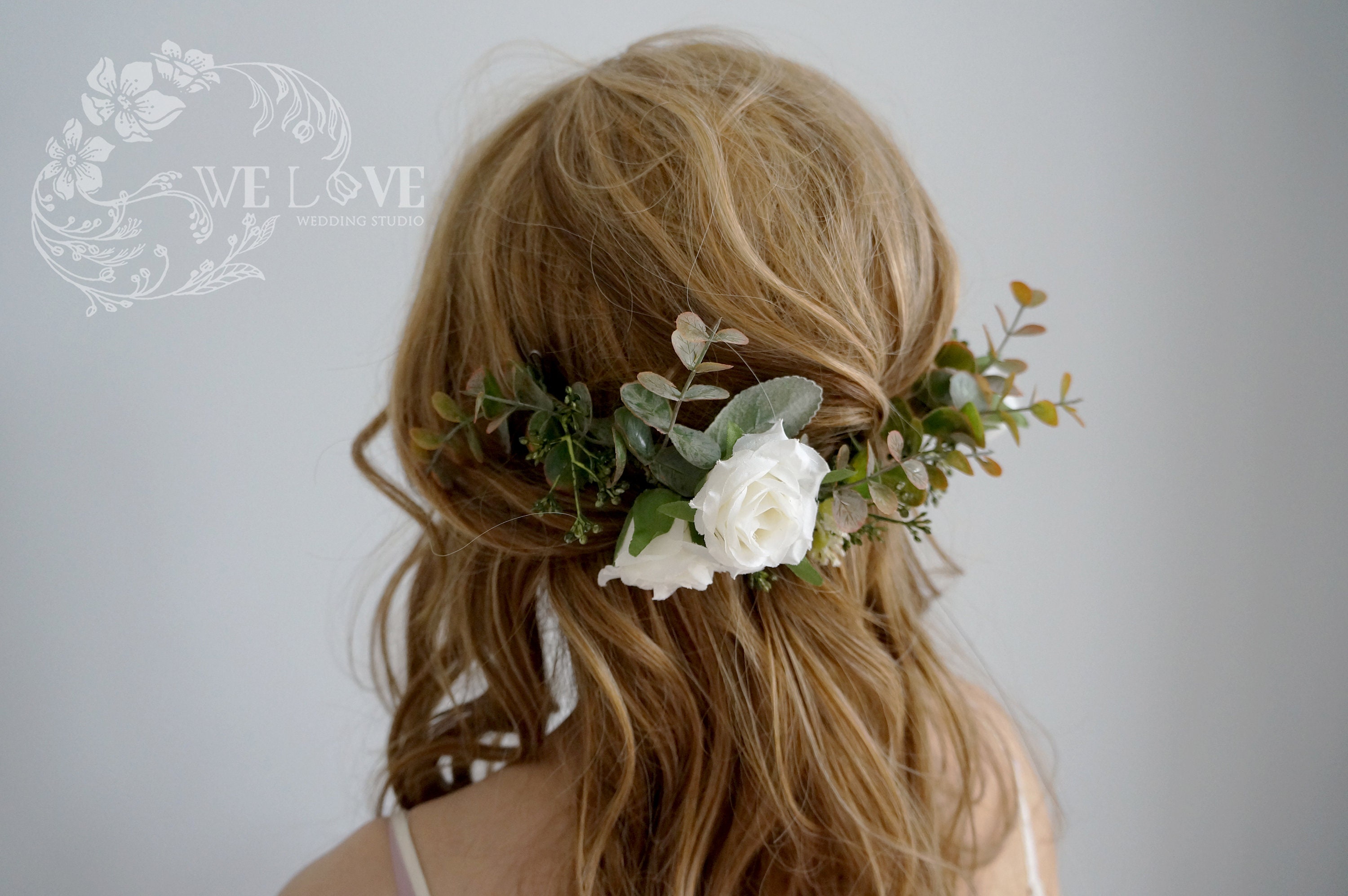 Delicate White Rose Headpiece for Boho Wedding Bridal Shower - Etsy