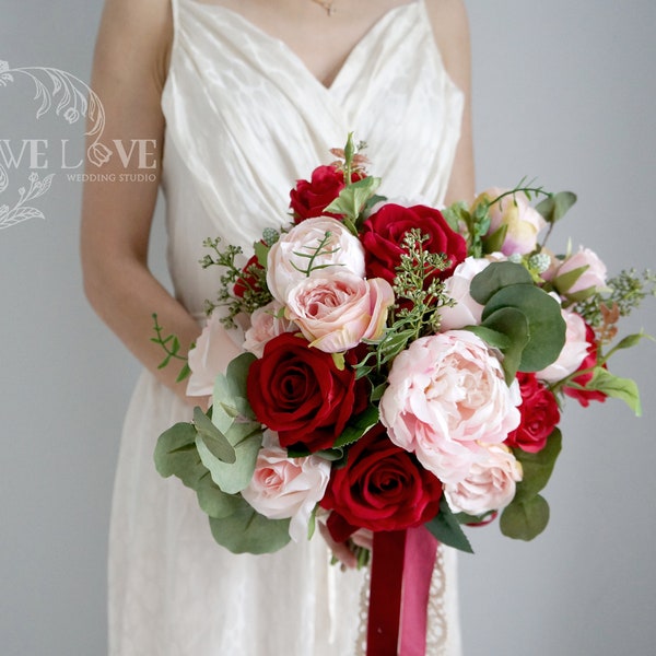 Red Rose Wedding Bouquet - Etsy