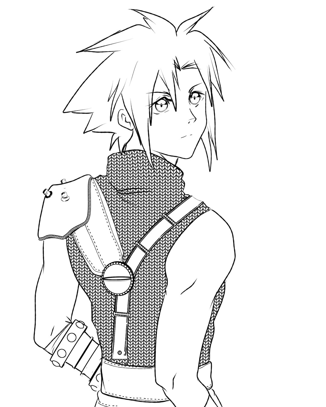 Coloring Page - Cloud Strife Final Fantasy VII - Printable or Colorable ...