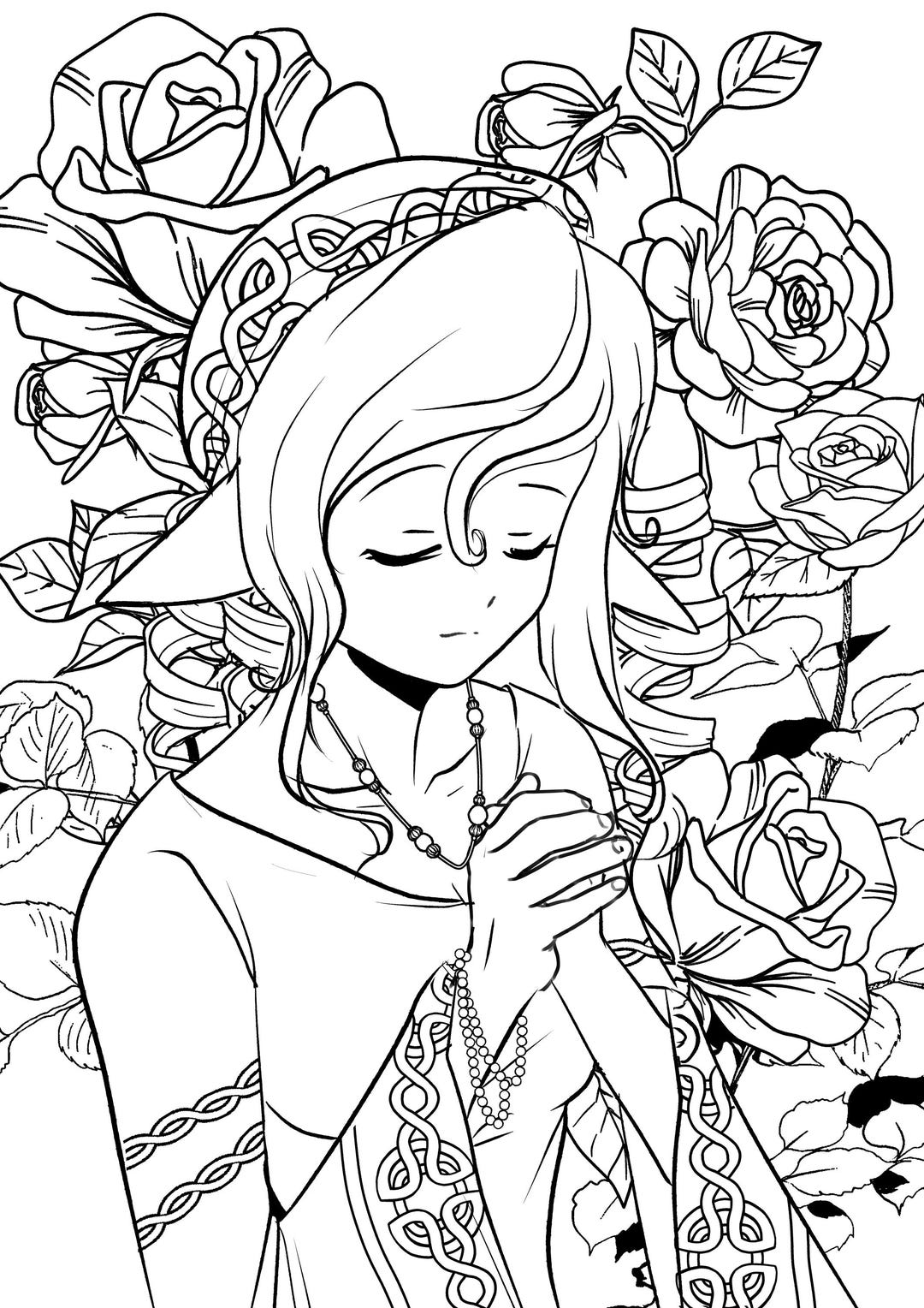 Elven Prayer Coloring Page - Etsy