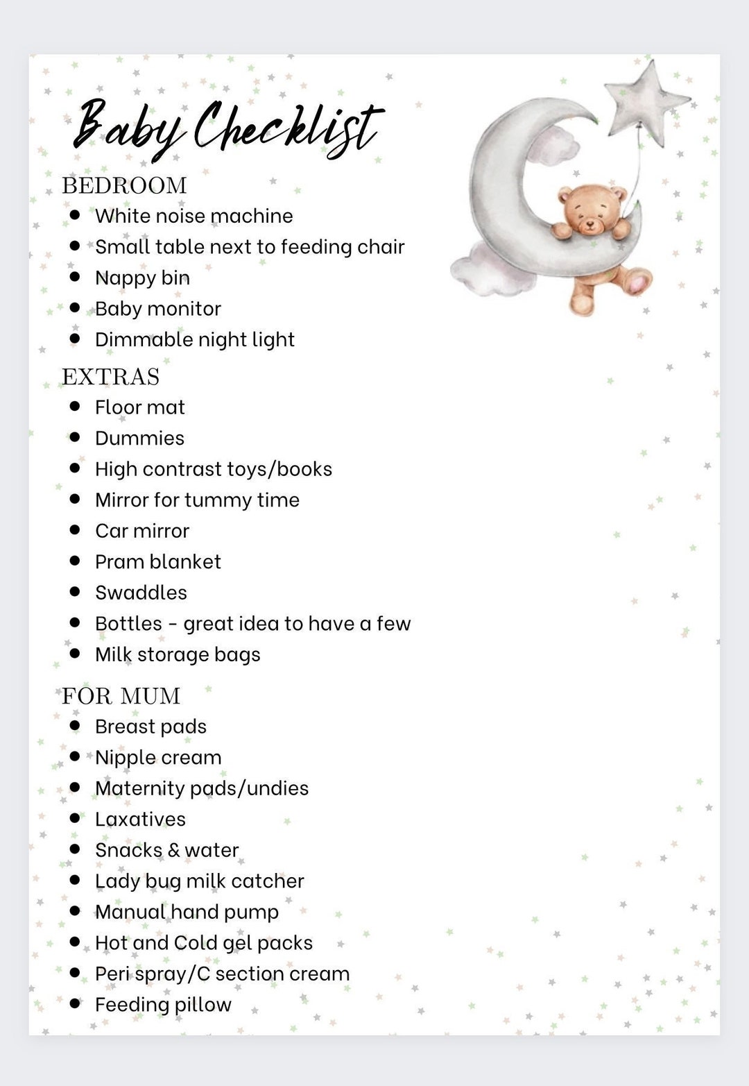 Baby Checklist and Birth Plan Template Download and Print - Etsy