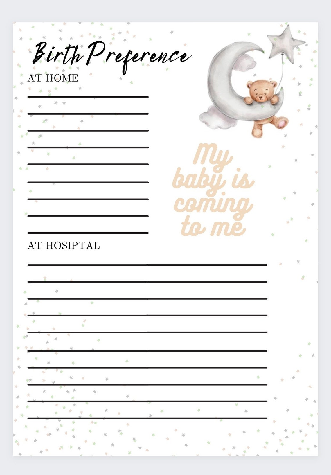 Baby Checklist and Birth Plan Template Download and Print - Etsy