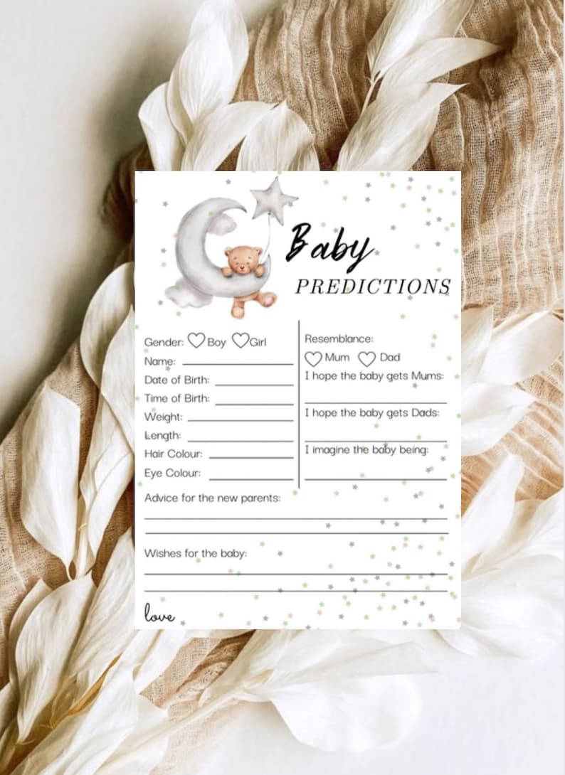 Baby Shower Predictions Sheet, Printable - Etsy