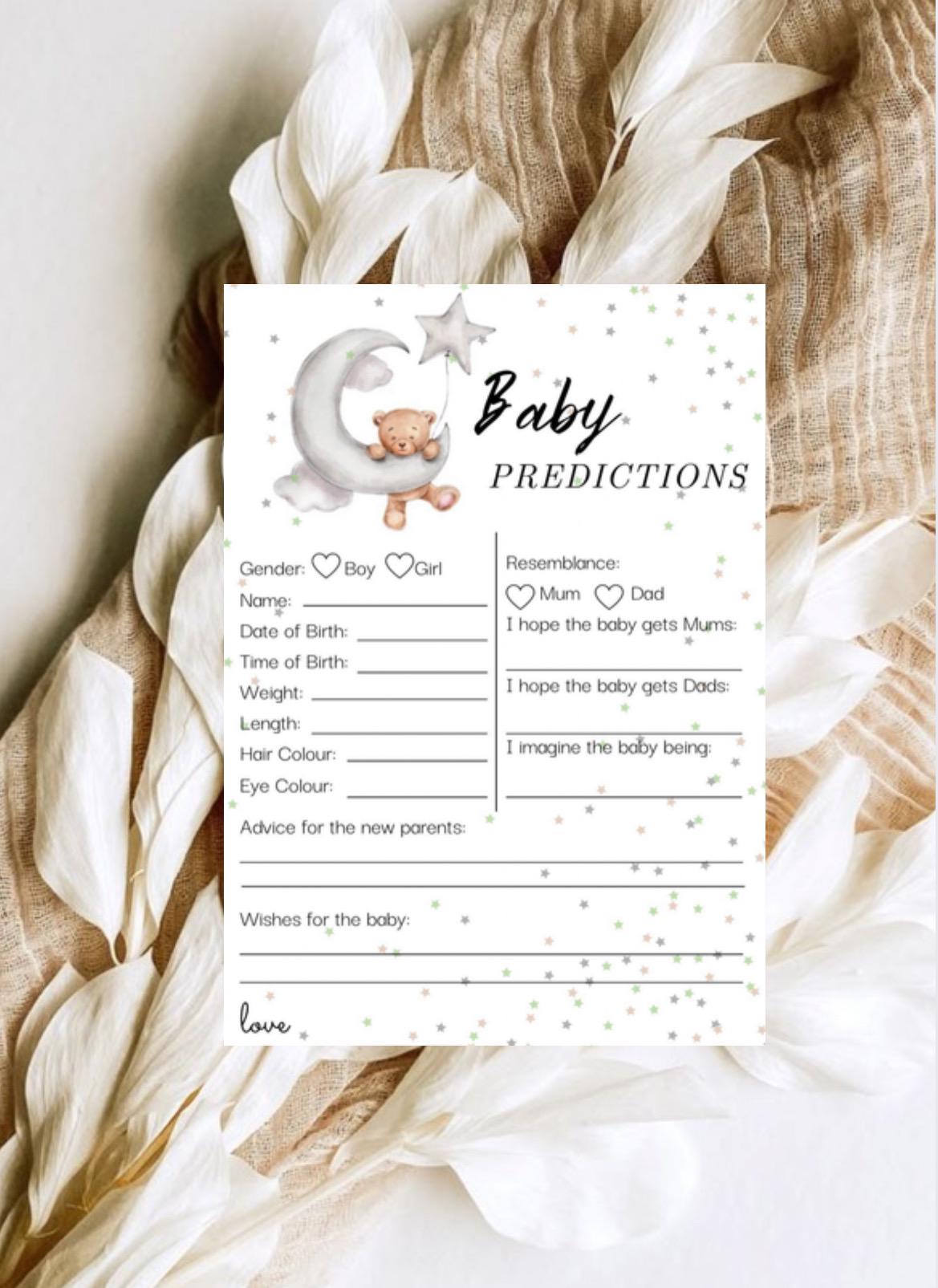 Baby Shower Predictions Sheet, Printable - Etsy