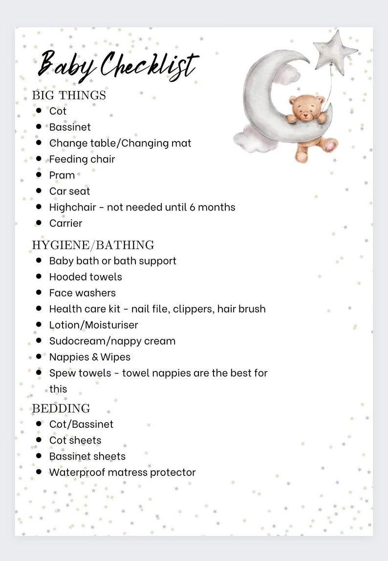 Baby Checklist and Birth Plan Template Download and Print - Etsy