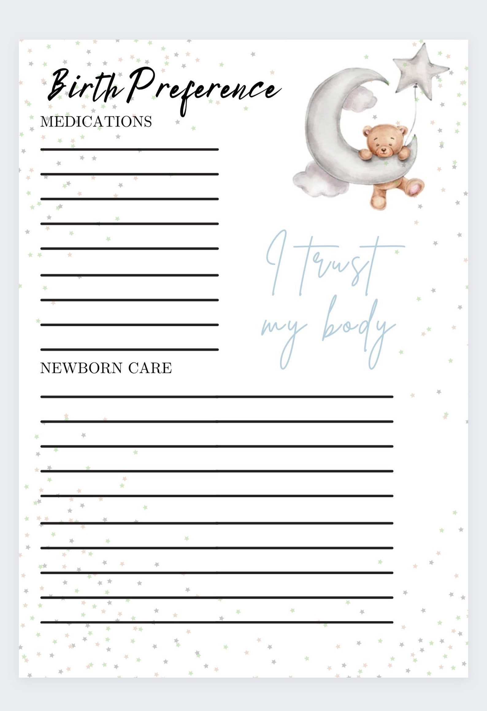 Baby Checklist and Birth Plan Template Download and Print - Etsy