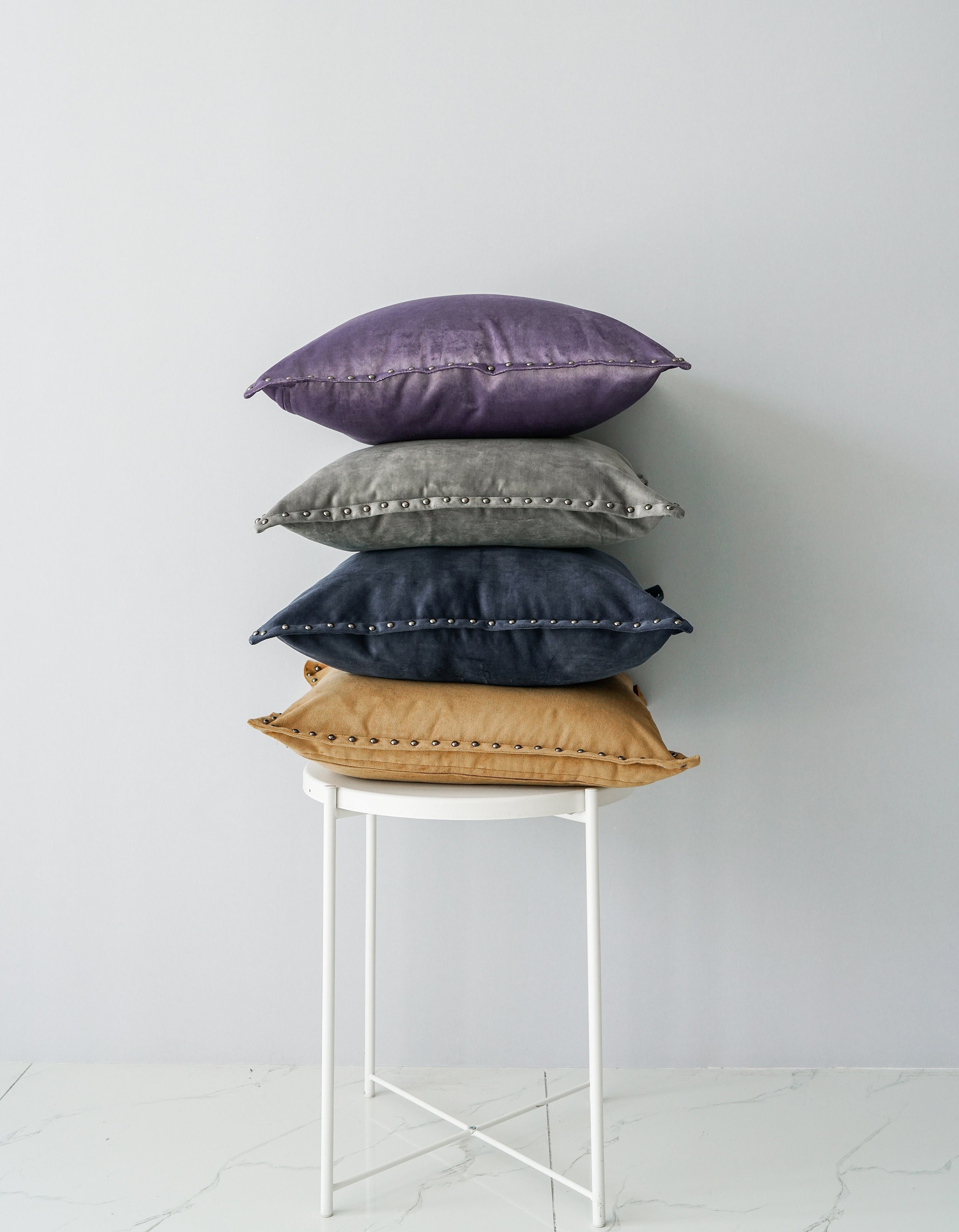 Velvet Rivet Studs Vintage Style Decorative Throw Pillow Cover | Etsy