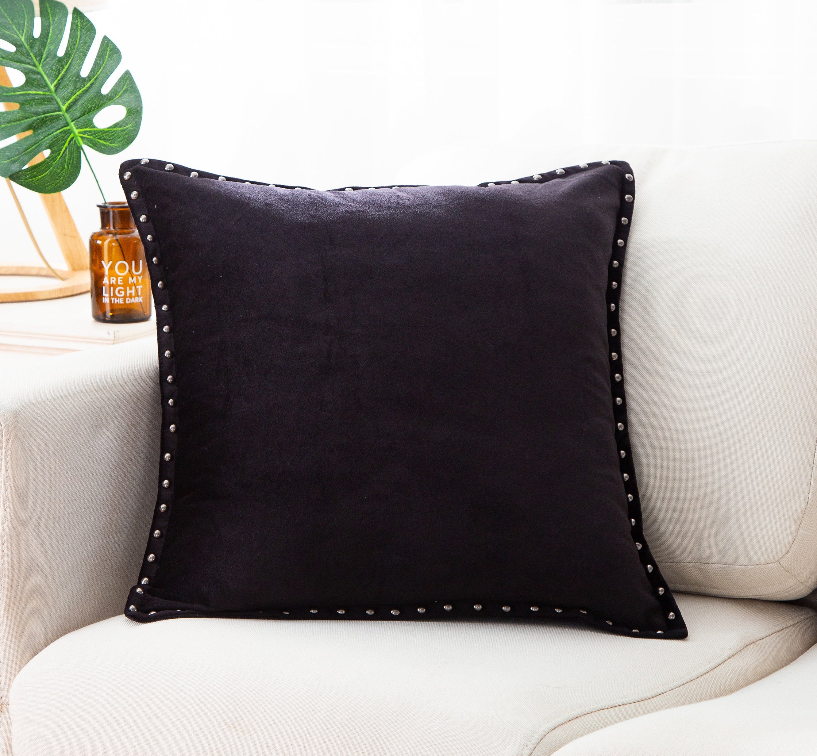 Velvet Rivet Studs Vintage Style Decorative Throw Pillow Cover | Etsy