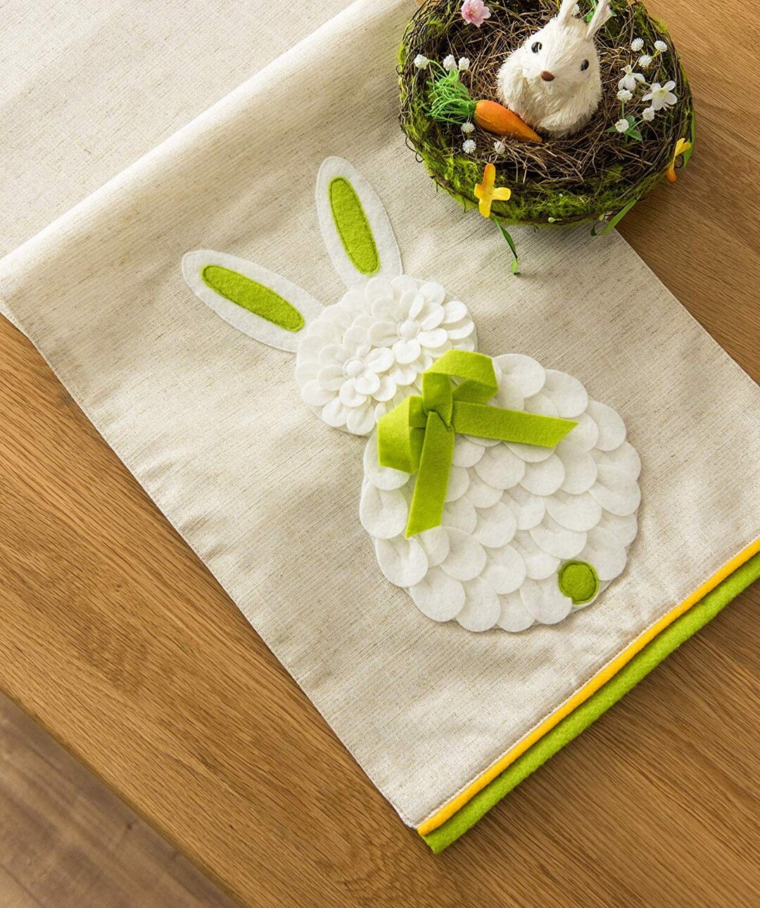 3D Easter Bunny Linen Table Runner, Table Runner Handmade - Etsy