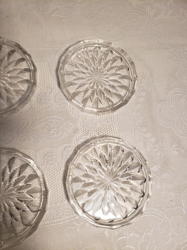 Six Vintage Bavaria 24% Full Lead Crystal Glass Ornate Coasters Made in ...