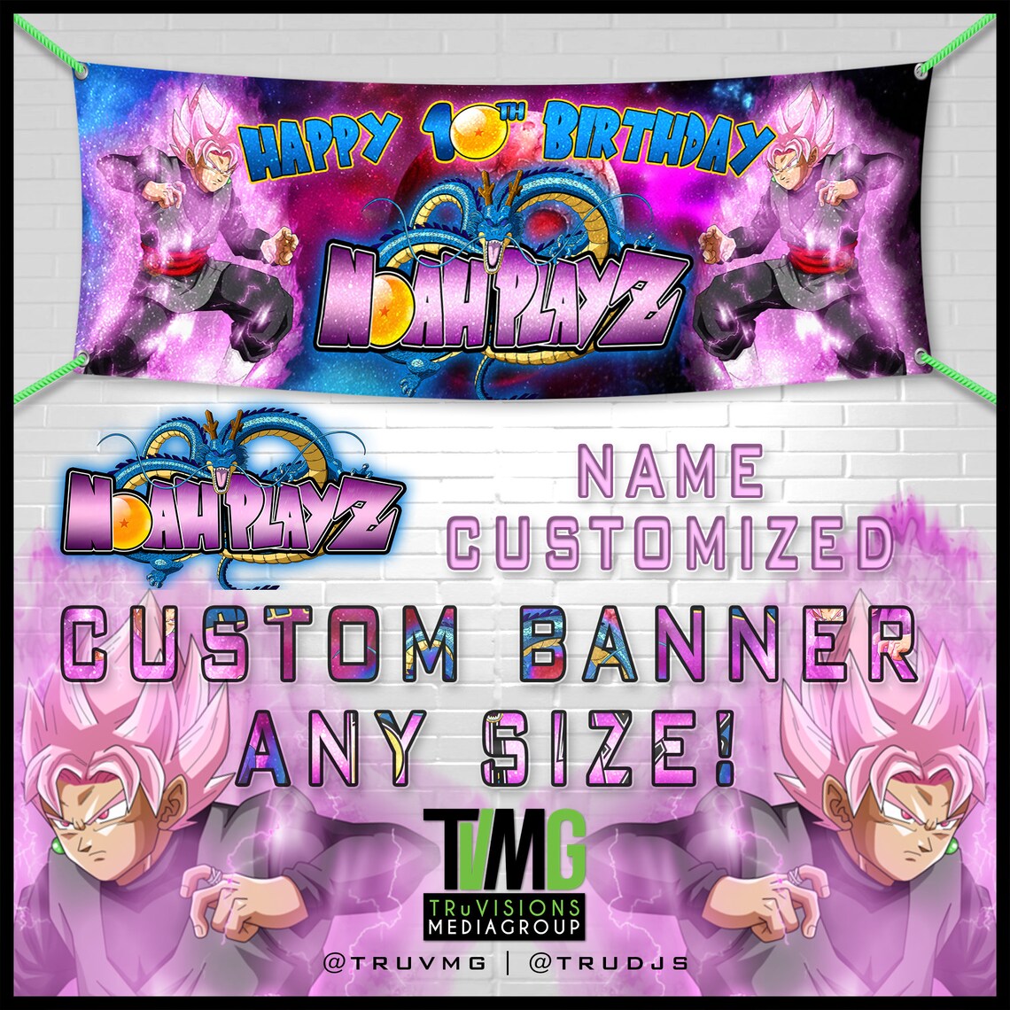 Personalized Dragon Ball Z Goku Black Banner/backdrop - Etsy