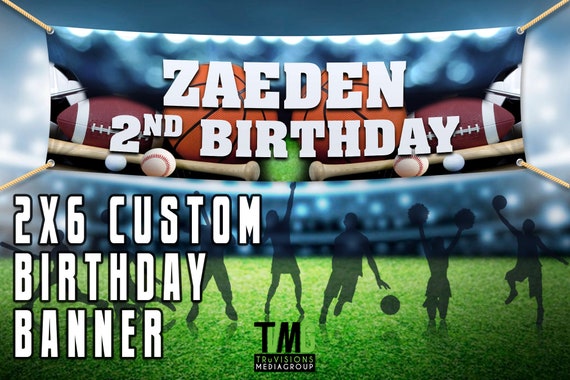 Personalized Kids Sports Birthday Banner Banner/Backdrop | Etsy