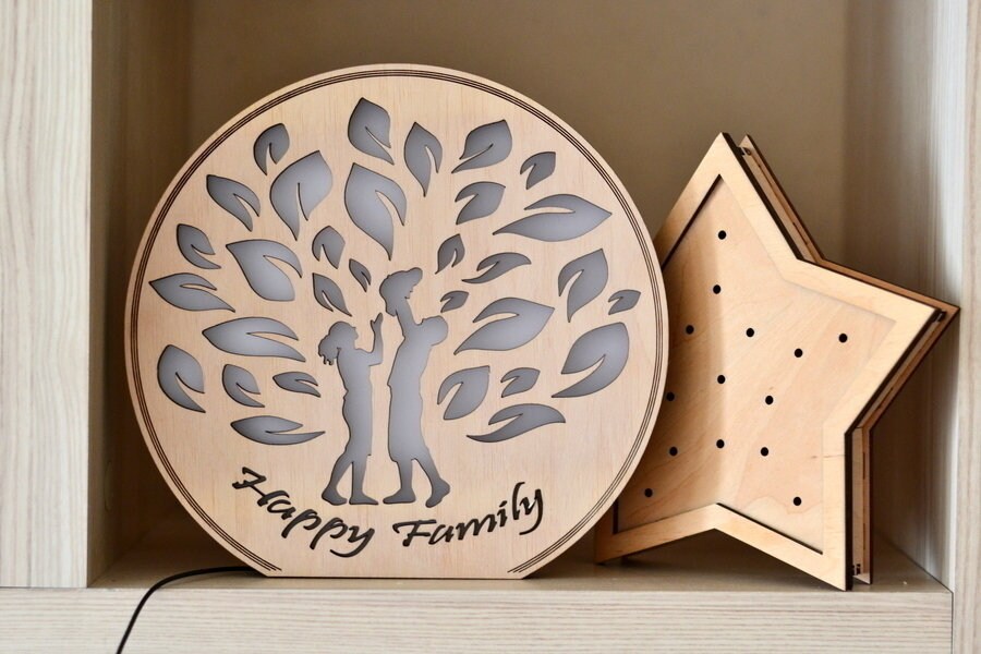 Family Tree Gift Custom Wood Lamp Personalized LED Lamp - Etsy
