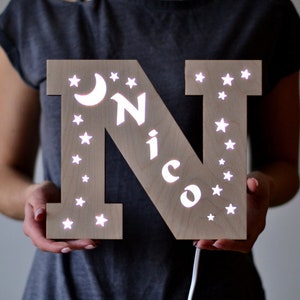 Wooden Letter N Lamp Nursery or Teenage Room Decor LED | Etsy