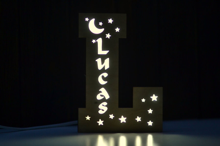 Light up Baby Boy or Girl Name Marquee Letter L Wood LED - Etsy