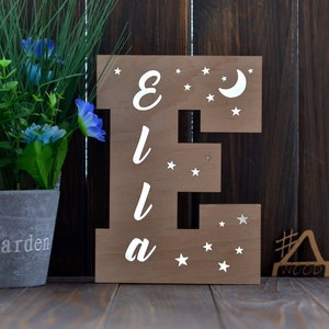 Girls Night Light With Custom Name Letter E Lamp Nursery - Etsy