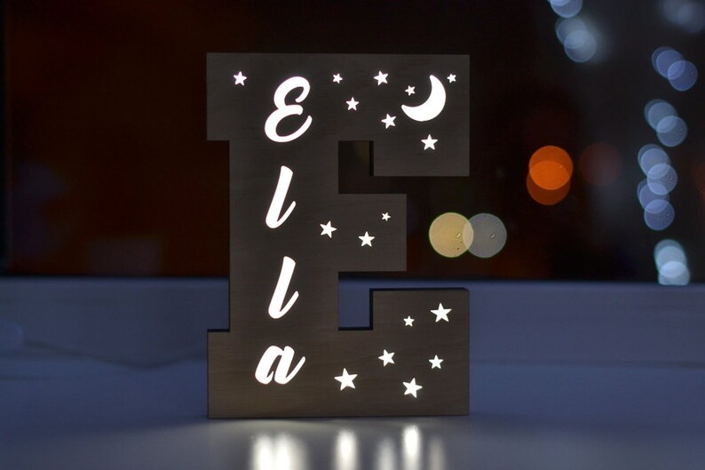 Girls Night Light With Custom Name Letter E Lamp Nursery - Etsy
